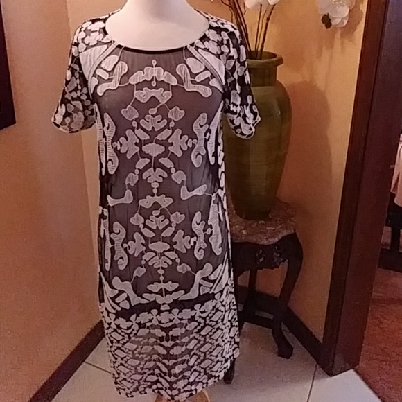 (tl) the letter | Dresses | Tl The Letter Anthro Blk Wht Sheer Dress Sz ...